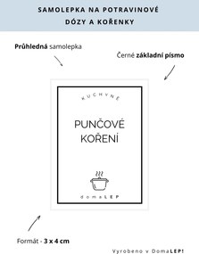 Samolepka na kořenky PUNČOVÉ KOŘENÍ průhledná 3 × 4 cm základní písmo