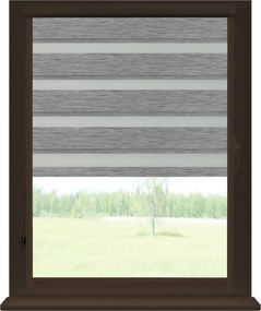 Dekodum Roleta den a noc v hnědé kazetě zatemňovací, barva látky Stříbrná Šířka (cm): 55, Výška (cm): Balkonová (do 200 cm), Strana mechanismu: Levá