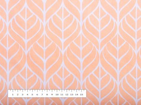 Biante Bavlněný povlak na polštář s lemem Sandra SA-213 Listy na meruňkově oranžovém 50 x 50 cm