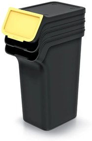 Sada 3 odpadkových košů STACKBOXER Q 3 x 25 L černá