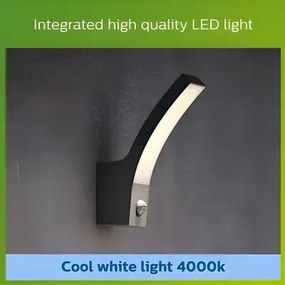 Philips Splay IR 12W antracit / LED venkovní nástěnné svítidlo s pohyb