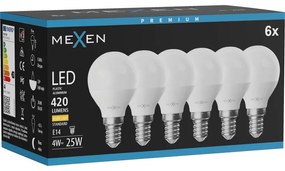 Mexen Nova 6x LED žárovka E14, G45, 4W, Teplá - 3000K, 420 lm - L101-E14-0430-01x06