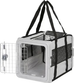 PawHut skládací přepravní taška pro kočku a psa 300D látka do 10 kg 49,5 x 34 x 35,5 cm šedá