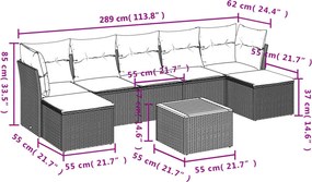8dílná zahradní sedací souprava s poduškami černá polyratan 3223774