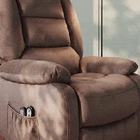 HOMCOM TV křeslo se stojanem, elektrické polohovací křeslo, s masážní funkcí, funkcí polohování, vyhřívání, polyester, 90x93x110cm