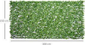 Outsunny Umělý živý plot Soukromí Živý plot Terasa Nástěnná dekorace Nástěnná dekorace Světle zelená 300 x 150 cm | Aosom