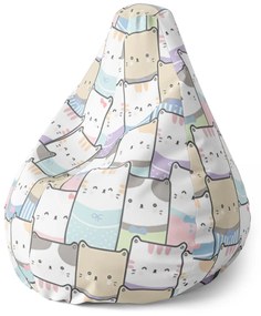 Sablio Sedací vak Pear Kreslená koťátka - 70 x 70 x 95 cm