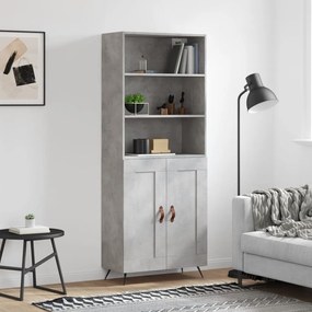 Skříň highboard betonově šedá 69,5x34x180 cm kompozitní dřevo