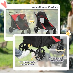 PawHut Vozík pro psy, Kočárek pro psa s polštářem, Skládací vozík pro psy, Kočárek pro kočky pro velké a střední psy, Vozík pro psy s síťovým okénkem…