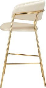 Designová barová židle, béžová Velvet látka/gold chrom zlatý, DASMIN TYP 2
