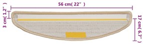 vidaXL Marketos Schodové rohože 15 ks 56x17x3 cm krémové, půlkulaté