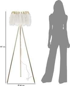Stojací lampa Feather 147 cm bílá/zlatá