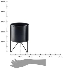 Černý květinový stojan Swen Cylindre 26 cm