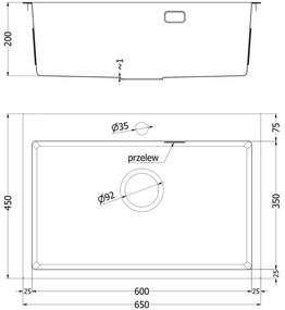 Mexen Solix, 1-komorový nerezový dřez 650 x 450 mm, černá, vzor voština, 6403651000-70HC