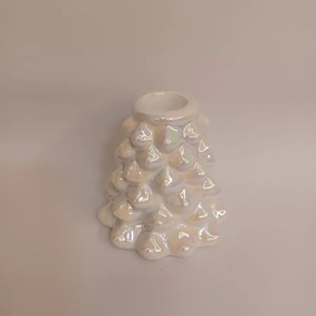 Vánoční svícen na vysokou svíčku 8,5 × 8,5 × 8 cm, bílý
