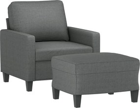 Křeslo s podnožkou tmavě šedé 60 cm textil 3201030