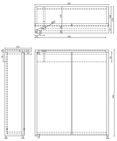 Aqualine Kawa STRIP galerka s LED osvětlením 60x70x22cm bílá