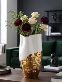 Váza Lux 35 cm zlatá/bílá