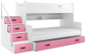 NEW:Patrová postel Eda NEW ÚP bílá/růžová
