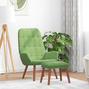 Relaxační křeslo s podnožkou světle zelené samet 3315141