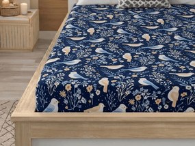 Prostěradlo z mikrovlákna DENIM BIRDS modré 180x200 cm