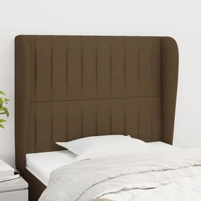 Čelo postele typu ušák tmavě hnědé 103x23x118/128 cm textil 3118187