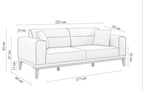 Hanah Home Pohovka LIONES s odkládacím stolkem antracitová 223 cm
