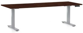 Výškově nastavitelný stůl OfficeTech D, 200 x 80 cm, šedá podnož, wenge