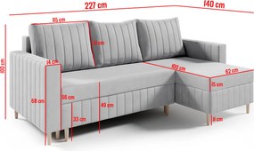 Rohová rozkládací sedací souprava do L TAMPA, 227 cm, s úložným prostorem Roh pohovky: Levý roh, Barva látky: Tmavě šedá (Monolith 97)