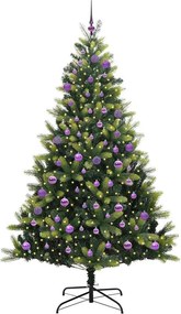 Umělý skládací vánoční stromeček 300 LED Zelená 180 cm PVC a PE 3395997