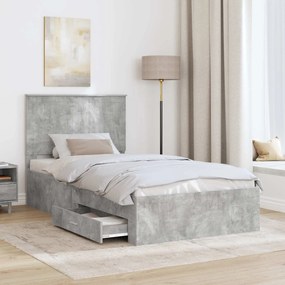 Rám postele s čelo Betonově šedá 100 x 200 cm Kompozitní dřevo 3411344