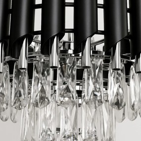 Lustr Cristal, 1x křišťálové/chromové/černé kovové stínítko, (fi 38cm), ch