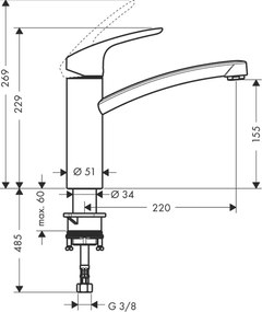 Hansgrohe Focus M41, dřezová baterie, chromová, 31806000