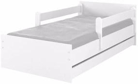 Dětská postel Max XL 180x90 cm - Bílá - 1x krátká + 1x dlouhá zábrana se šuplíkem