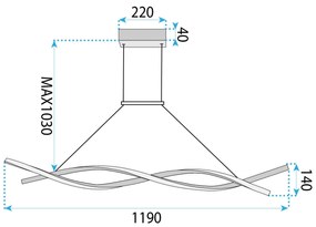 Toolight Toolight, LED závěsné osvětlení 120cm, 46W, 3000K, 2000lm, LHJ020-CP, černá, OSW-50046
