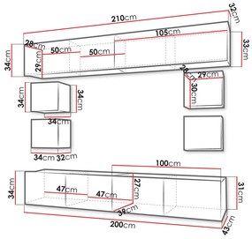 Obývací stěna CHEMUNG 14 - bílá / lesklá bílá