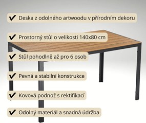 Vikio Zahradní ratanový set 140x80 pro 4 osoby DT255-P2 přirodní