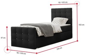 Čalouněná postel boxspring MARIN, 90x200, cosmic 100, pravá