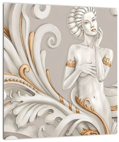 Obraz bohyně v ornamentálním pozadí (30x30 cm)