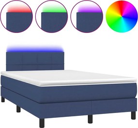 Box spring postel s matrací a LED modrá 120 x 200 cm textil 3133147