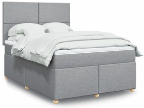 Box spring postel s matrací světle šedá 160 x 200 cm textil