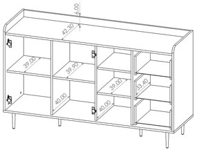 VASINA | komoda K2D3SZ | VS-01 | 150 cm | dub brandy castello