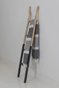 Dřevěný věšák na ručníky žebřík s černou spodní částí - 42*4*150 cm