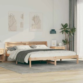Rám postele s čelo Hnědá 200 x 200 cm Masivní borové dřevo 3385742