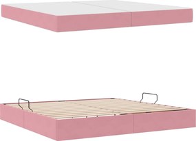 Postel s úložným prostorem a matrací Růžová 200 x 200 cm samet 3399747