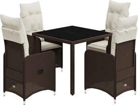 5dílný zahradní bistro set s poduškami hnědý polyratan 3277065