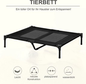 PawHut Dog Lounger Vyvýšený venkovní pelíšek a pohovka pro psy, Oxford Black, 92x76x18cm| Aosom