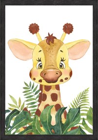 Plakát Safari Žirafka - Obraz, Plakát Velikost: B2 - 50x70 cm, Volba rámu: s černým rámem