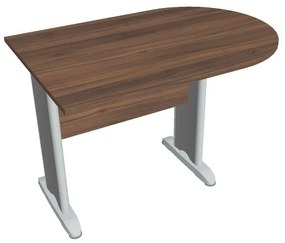 Stůl jednací oblouk 120 cm - Hobis Cross CP 1200 1 Dekor stolové desky: ořech, Dekor lamino podnože: ořech, Barva nohou: Stříbrná