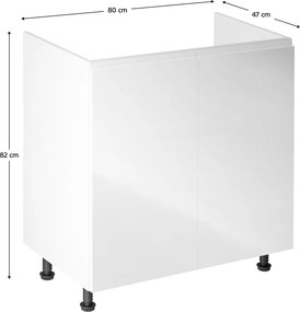Dřezová skříňka, bílá / bílá extra vysoký lesk, AURORA D80Z